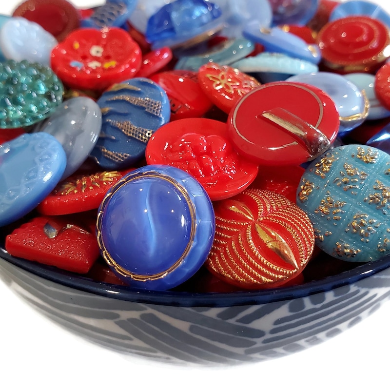 Blue Glass Buttons - Etsy