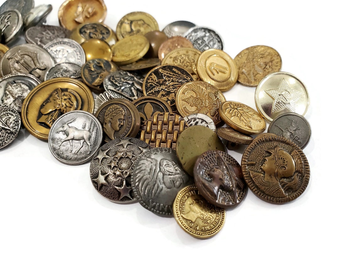Vintage Metal Buttons Grab Bag Lot Quantity Choice Mixed - Etsy