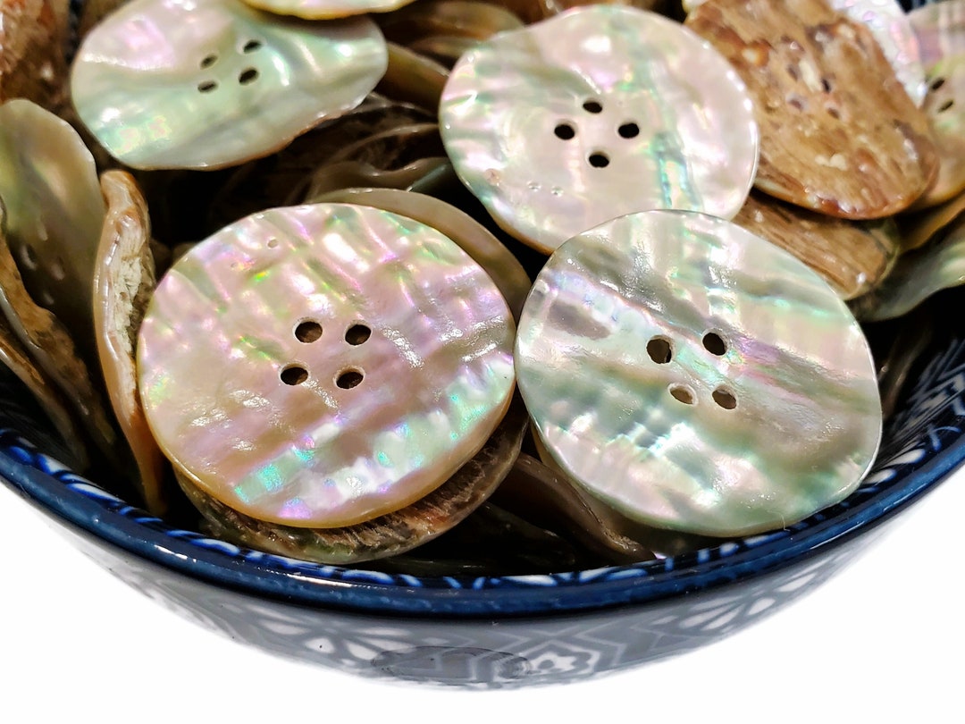 Large Vintage Abalone Buttons With Fabulous Color, Natural Mother of ...