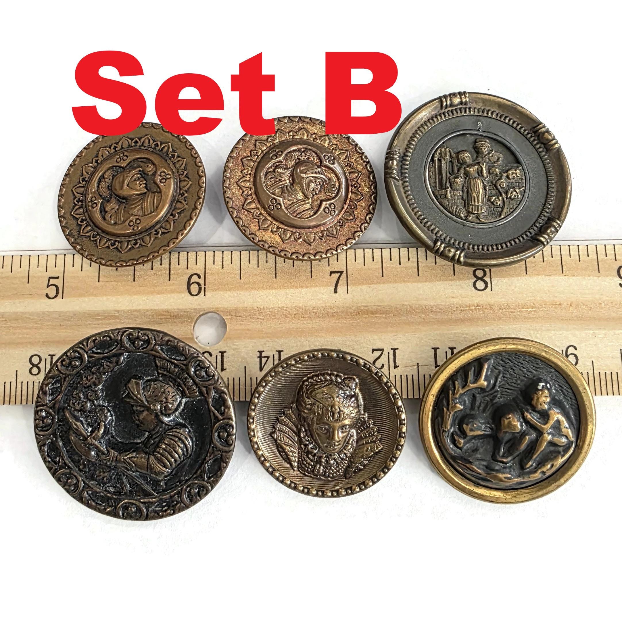 6 Large Antique Victorian Buttons: Choice of Sets for Sewing, Knitting ...