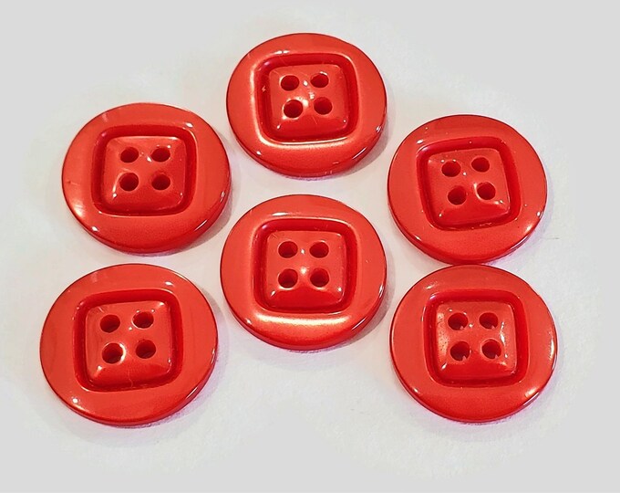 8 Cherry Red Vintage Buttons, 3/4 Inch Mid Century Sewing Buttons for ...