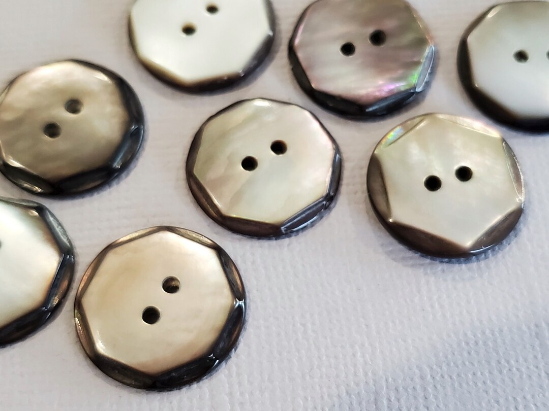 Carved Mother of Pearl Buttons in Octagon Shape, 8 Pc Natural Smoke ...