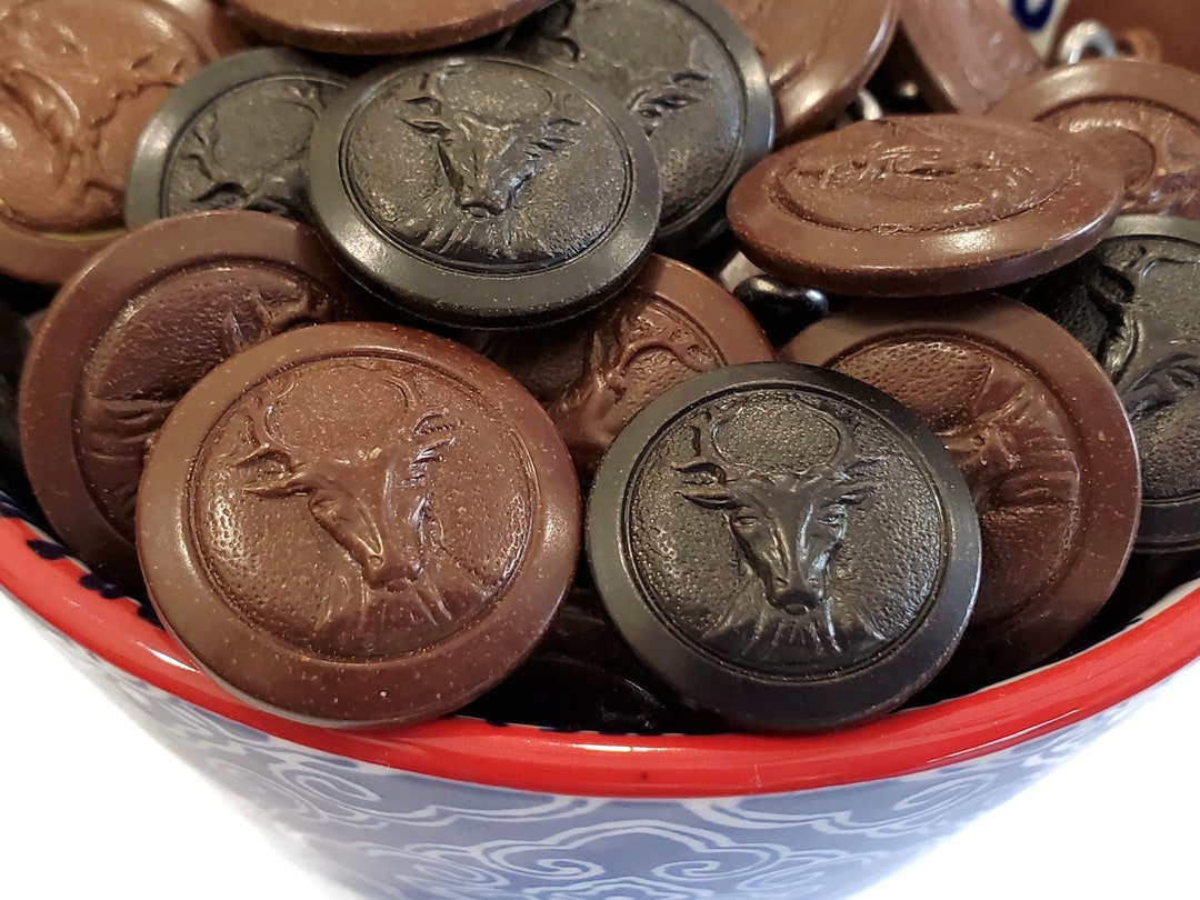 Antique Stag Composition Buttons in Your Choice of Colors, 15/16 or 1 ...