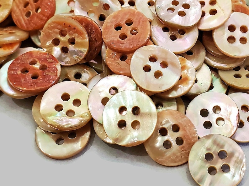 Vintage Abalone Buttons Mother of Pearl, 4 Hole Shirt Buttons for ...