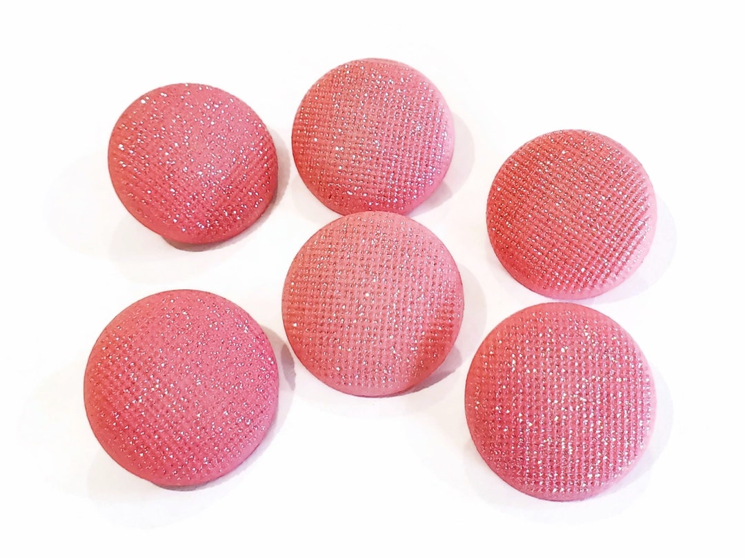 6 Sparkly Pink Buttons for Sewing, Knitting, Retro Glam Fashion, 7/8 ...