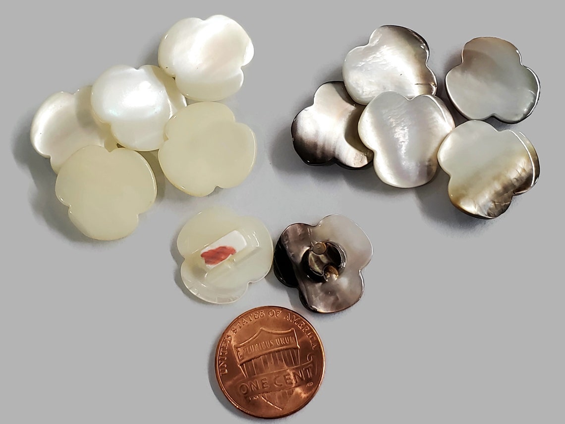 Mother of Pearl Clover Vintage Buttons Clouds or Trefoil | Etsy