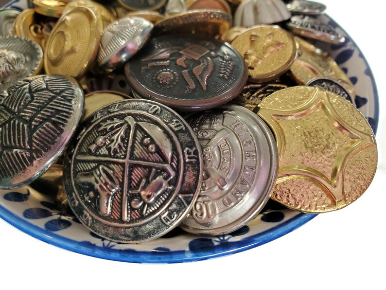 Vintage Metal Buttons Grab Bag Lot, Quantity Choice, Mixed Sewing ...
