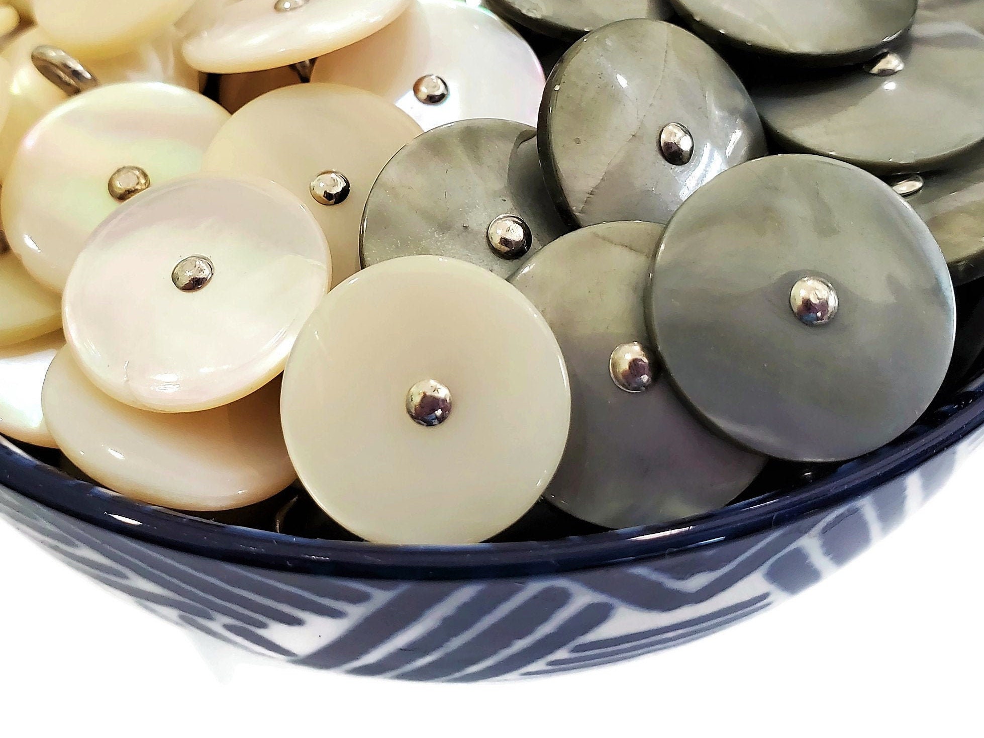 Vintage Mother of Pearl Coat Buttons White or Gray Natural | Etsy