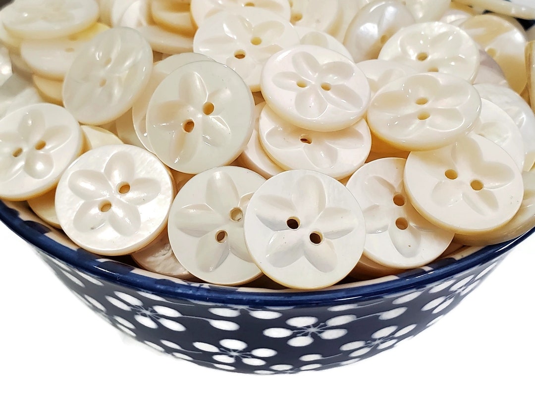 Vintage Mother of Pearl Buttons Carved With Flowers, Quantity Choice ...