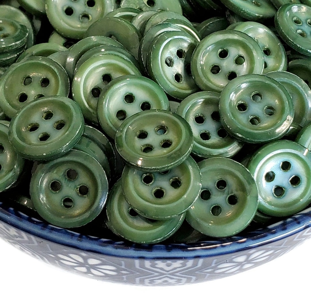 Vintage Shell Button in Woodland Pine Green, Mother of Pearl Shirt ...