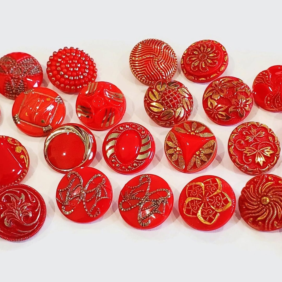 Vintage Cherry Red Glass Buttons – 8 Piece Sets, 19mm - Etsy