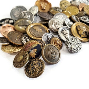 Vintage Metal Buttons Grab Bag Lot, Quantity Choice, Mixed Sewing ...