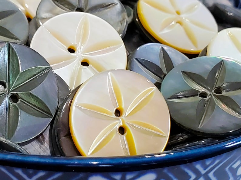 Vintage Starburst Mother of Pearl Sewing Buttons for Knitting and ...