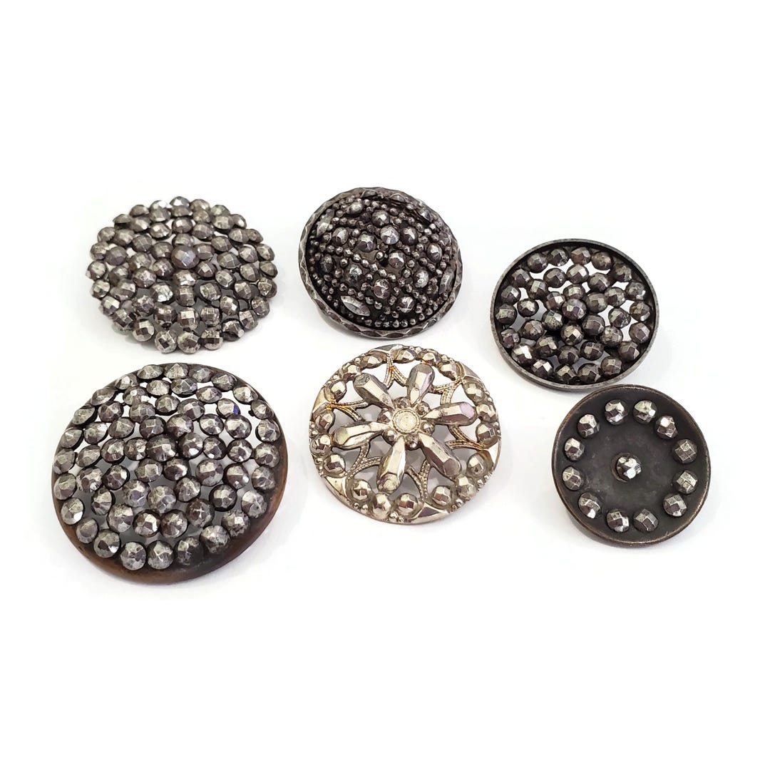 Authentic 1800s Antique Victorian Cut Steel Buttons for Sewing ...