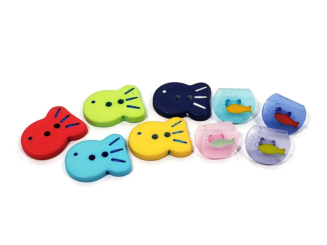 Rainbow Fish Buttons for Knitting Baby Sweaters, Sewing, Scrapbooking ...