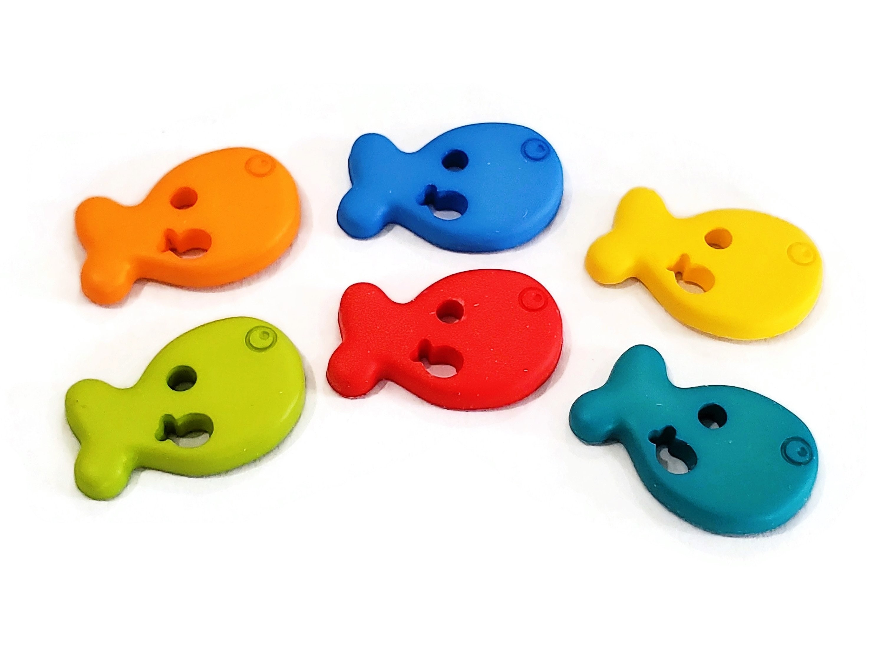 Rainbow Fish Buttons for Knitting Baby Sweaters, Sewing, Scrapbooking ...