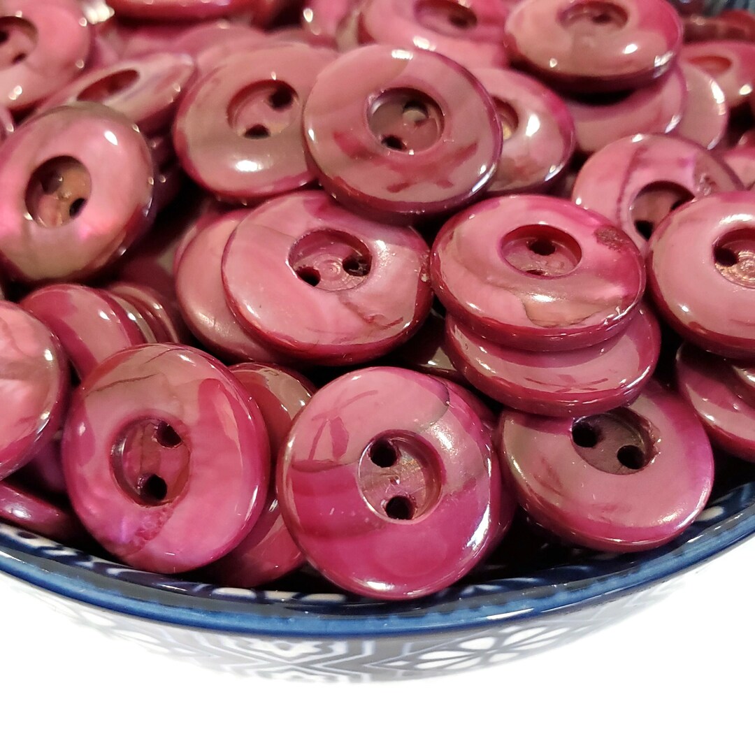 Vintage Mother of Pearl Shirt Buttons in Vivid Magenta, 5/8 Inch Shell ...
