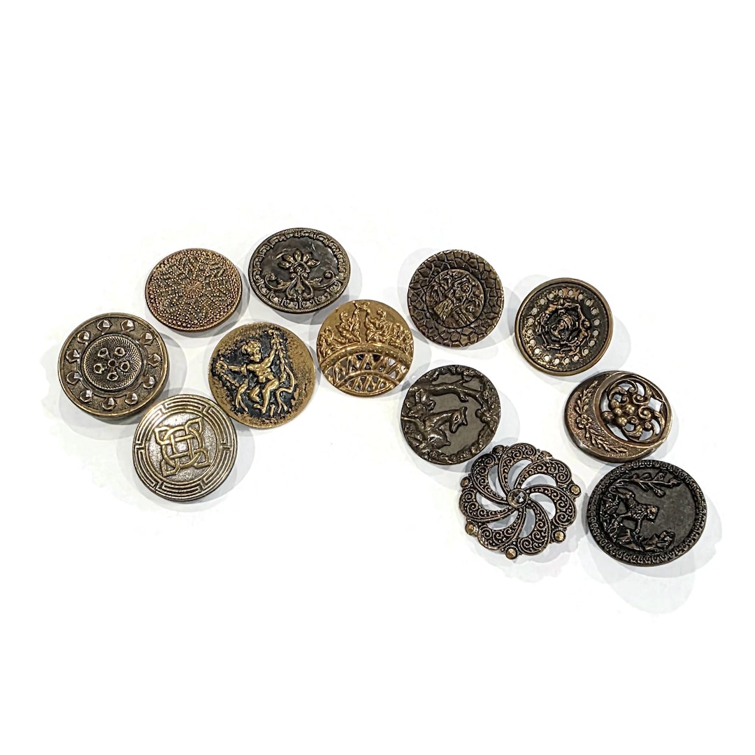 6 Large Antique Victorian Buttons: Choice of Sets for Sewing & Knitting ...