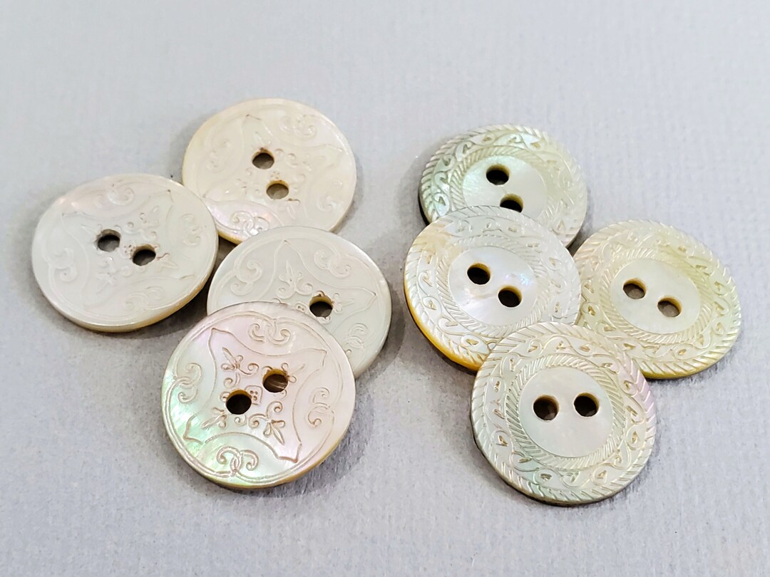 Vintage Ornate Shell Buttons: 5/8 Inch Etched Shirt Buttons - Etsy