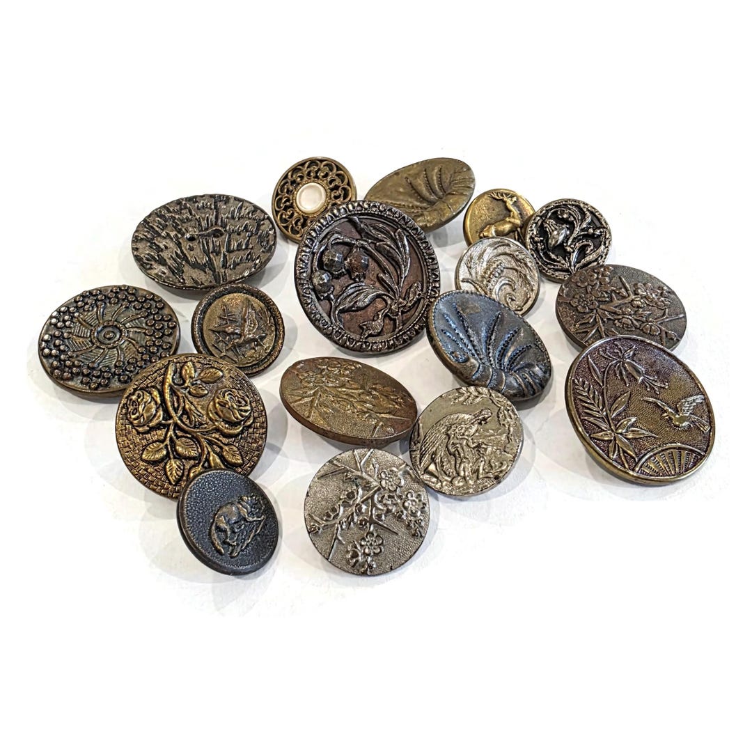 17 Antique Victorian Buttons With Paris Back Stamp: Vintage Sewing ...