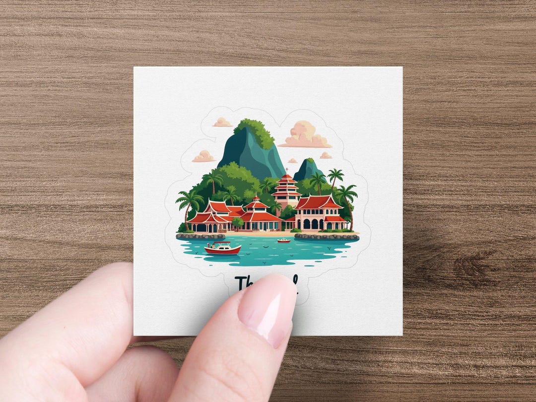 Thailand Travel Sticker, Tropical Beach Scene Decal, Exotic Vacation ...