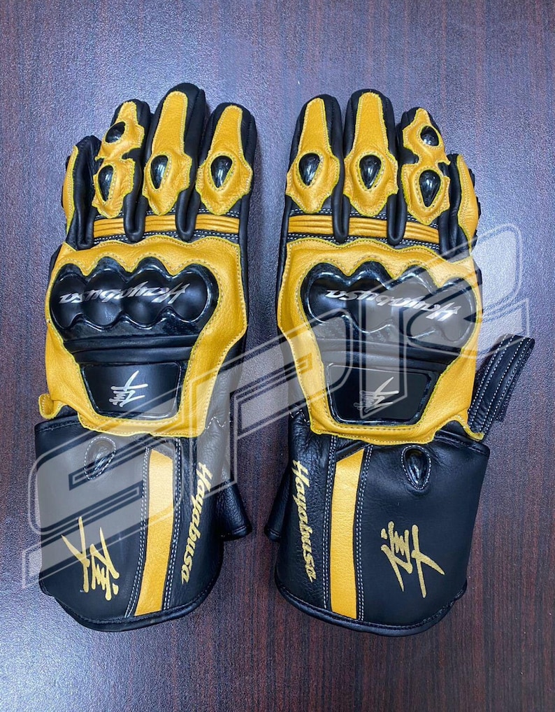 Suzuki Hayabusa Motorcycle Racing Leather Gloves Genuine Leather Racing ...