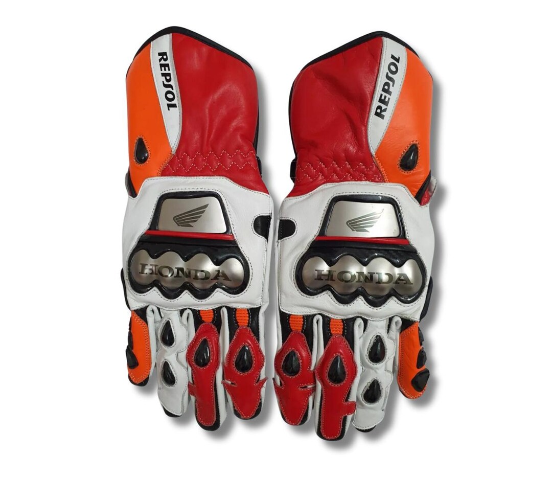Honda Repsol Motorcycle Racing Leather Gloves Genuine Leather Racing ...