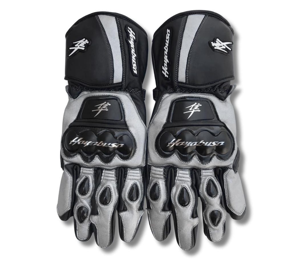 Suzuki Hayabusa Motorcycle Racing Leather Gloves Genuine Leather Racing ...