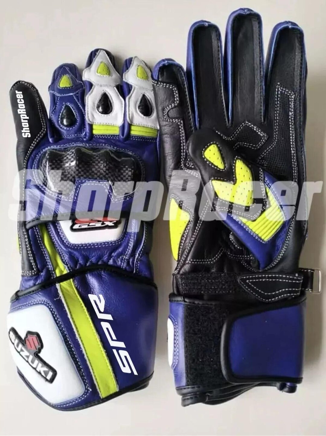 Suzuki Motorcycle Riding Gloves _ Motorbike Racing Leather Gloves Black ...