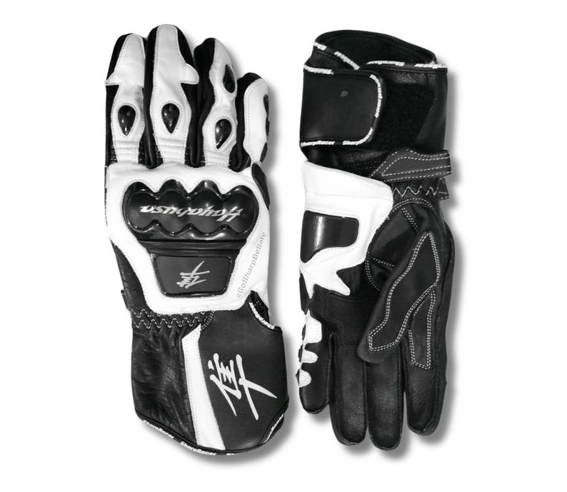 Suzuki Hayabusa Motorcycle Racing Leather Gloves Genuine Leather Racing ...