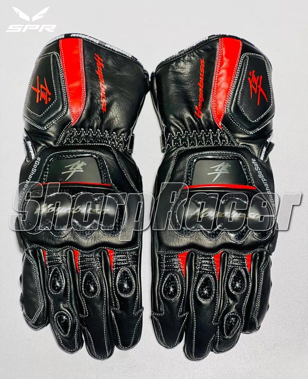 Suzuki Hayabusa Motorcycle Racing Leather Gloves Genuine Leather Racing ...