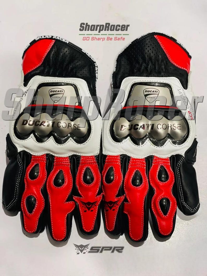 Ducati Corse Motorcycle Racing Gloves Genuine Leather Racing Protection ...