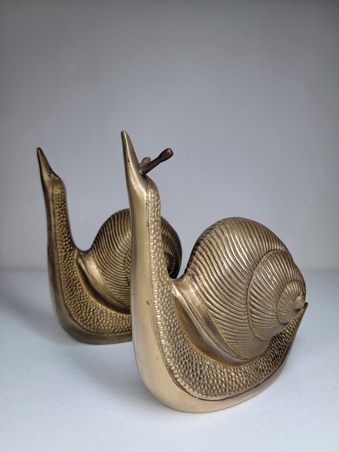 Rare Large Vintage Solid Brass Snail Sculptures Set of 2 Mid Century ...