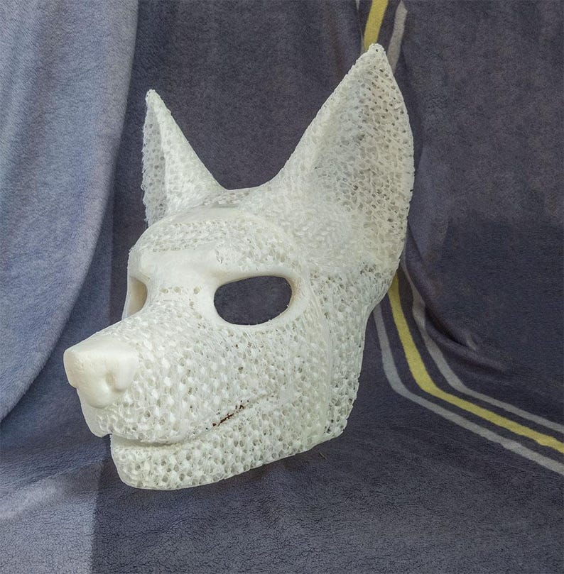 Dog/wolf TPU Fursuit Head Base Fursuits, 3D Print – Fan and Glasses ...