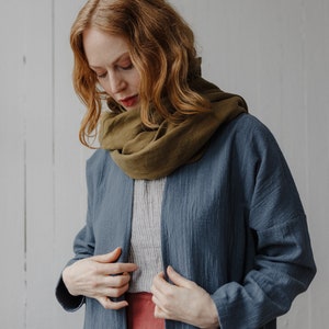 Large Linen Shawl for Women, Moss Green Colour, 100% Linen Pashmina ...