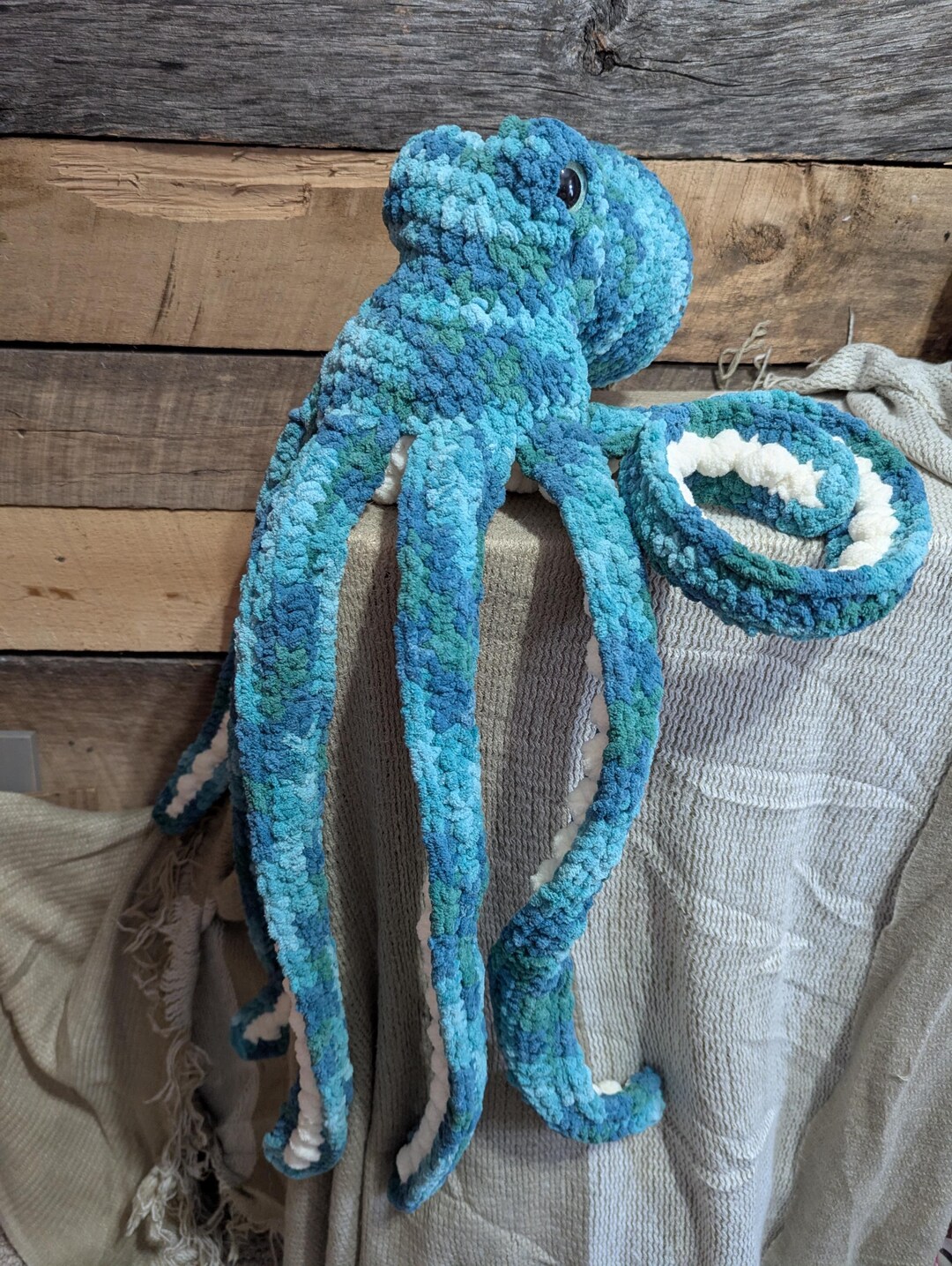 Large Crochet Octopus, Amigurumi, Plushie, Plush Toy, Multi Blue ...