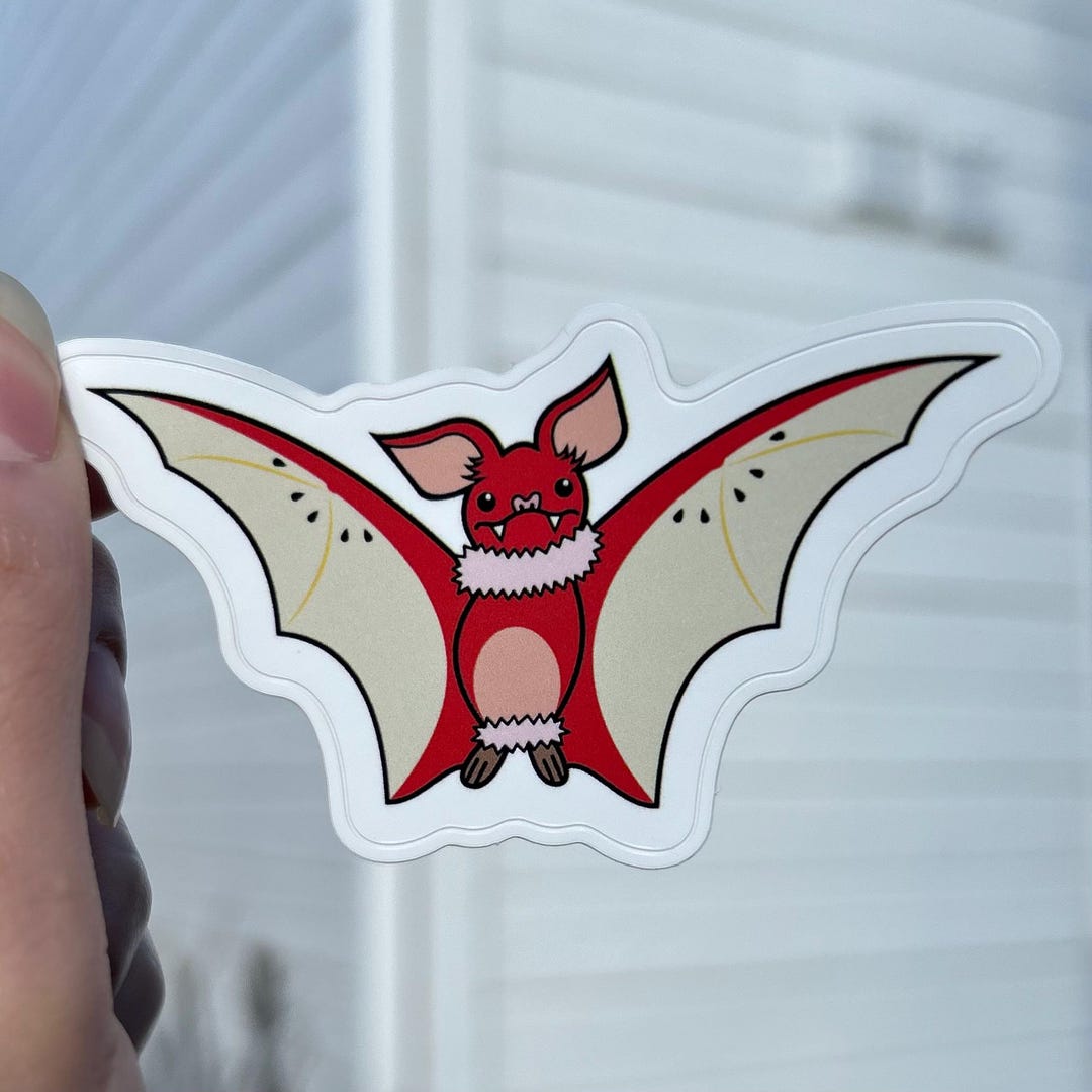 Fruit Bat Apple Sticker - Etsy