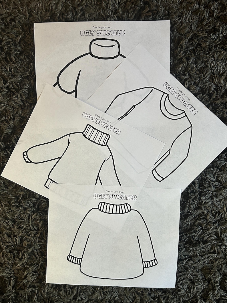 Design Own Your Ugly Sweater Coloring Pages - Etsy