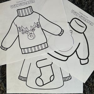 Design Your Own Ugly Sweater Coloring Pages - Etsy