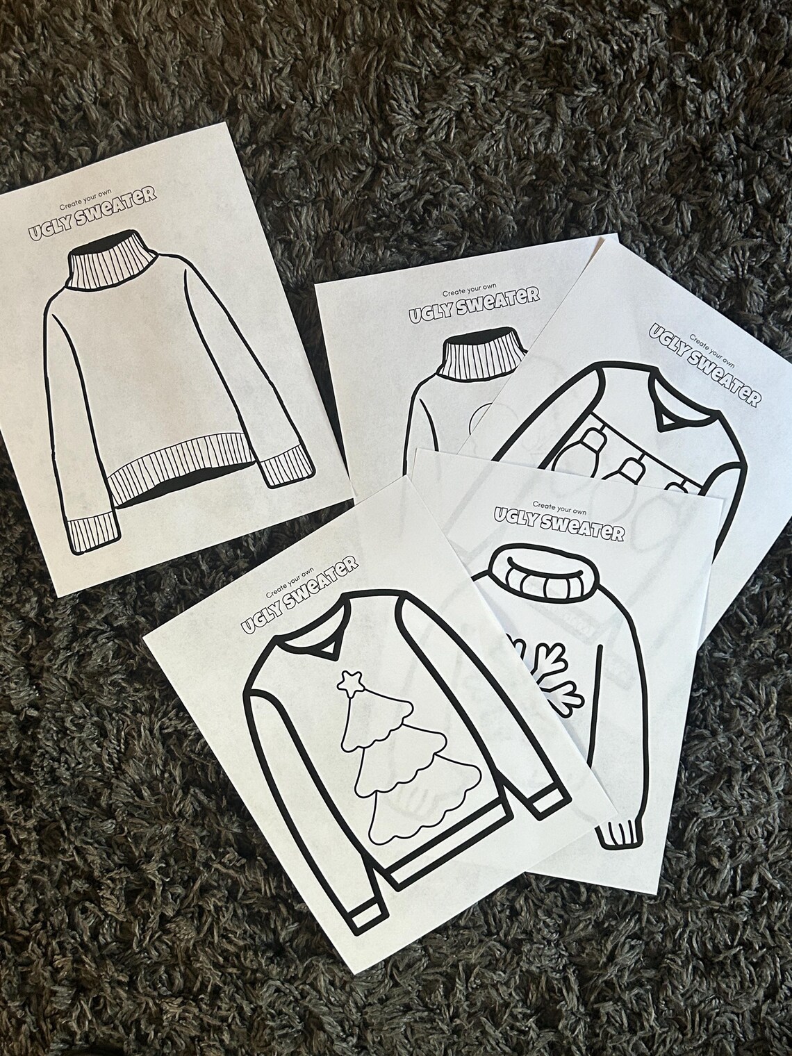 Design Own Your Ugly Sweater Coloring Pages - Etsy