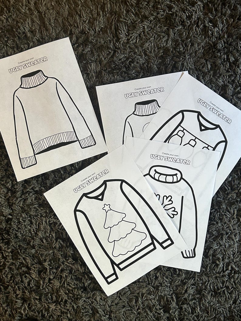 Design Own Your Ugly Sweater Coloring Pages - Etsy