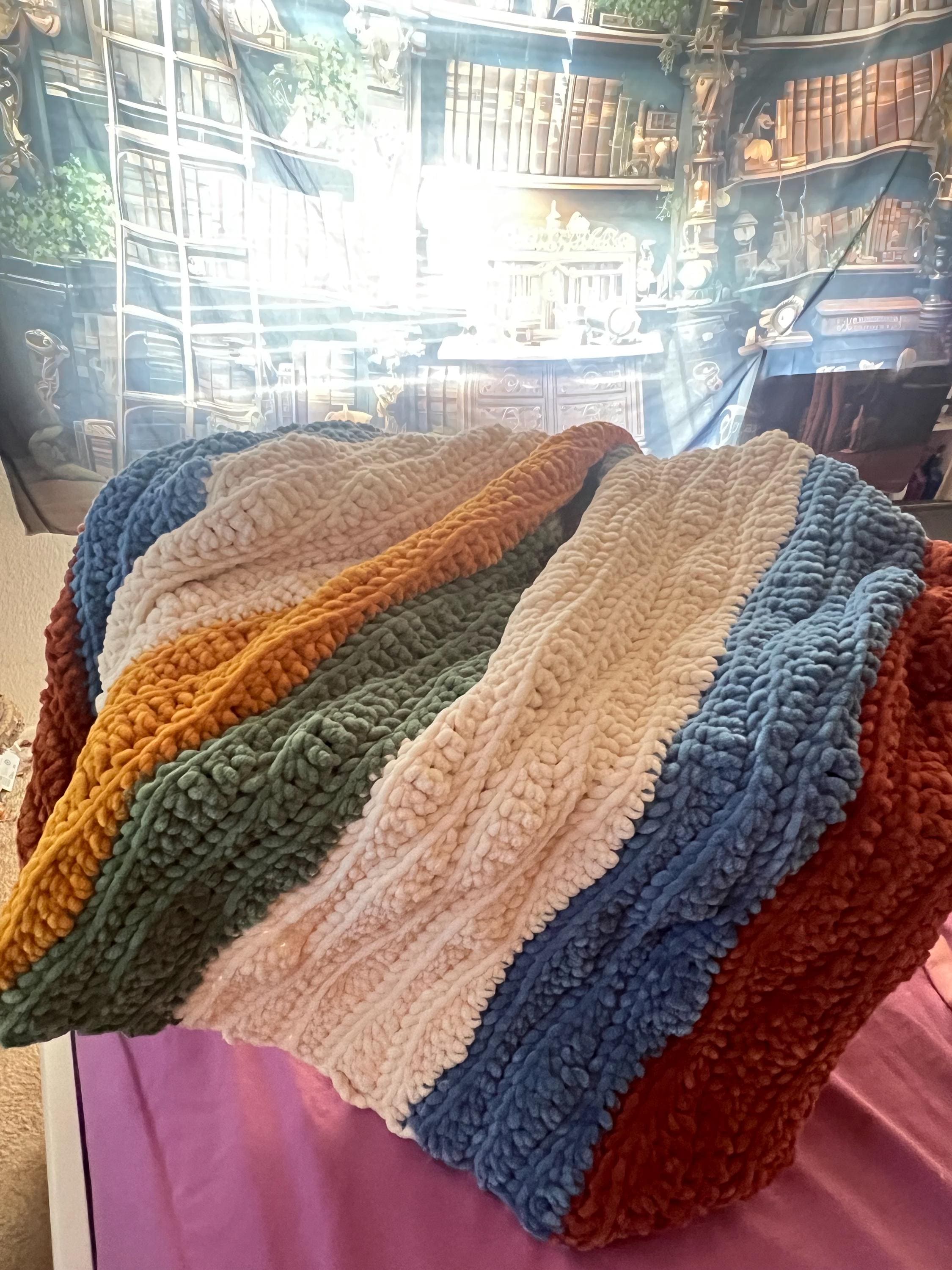 Wavy Chunky Crochet Blanket - Etsy