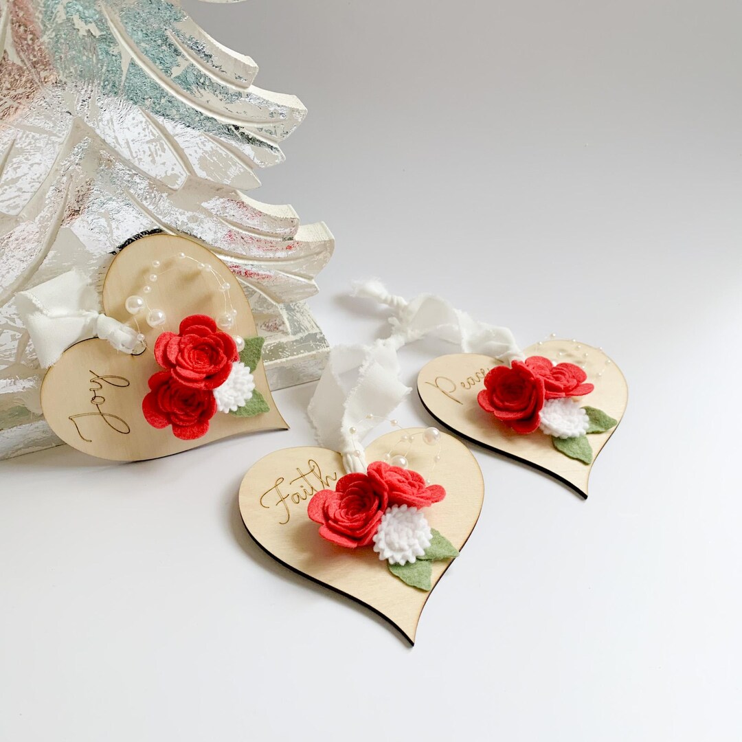 Wooden Hearts, Christmas Ornaments, Tree Ornament, Knob Hangers, Rustic ...