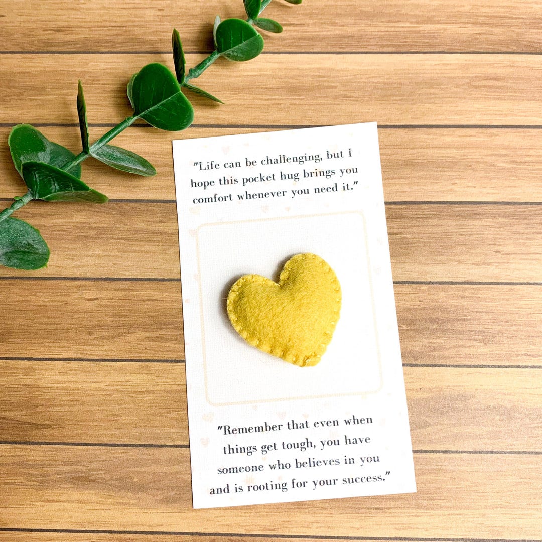 Felt Heart Pocket Hug, Valentines Gift, Ochre Heart - Etsy
