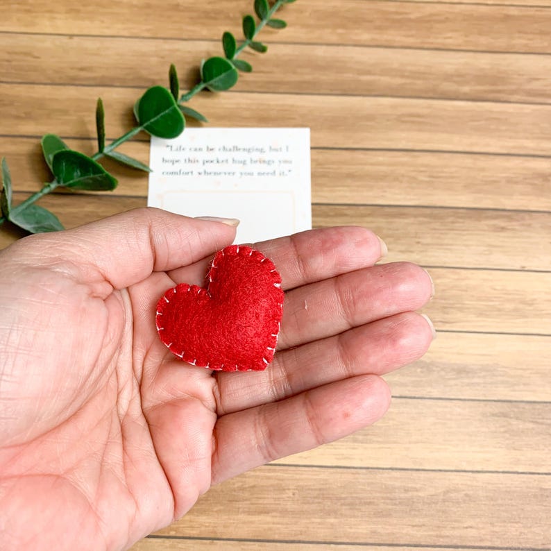 Red Felt Heart Pocket Hug: Tiny Handmade Valentines Gift, Party Favor ...