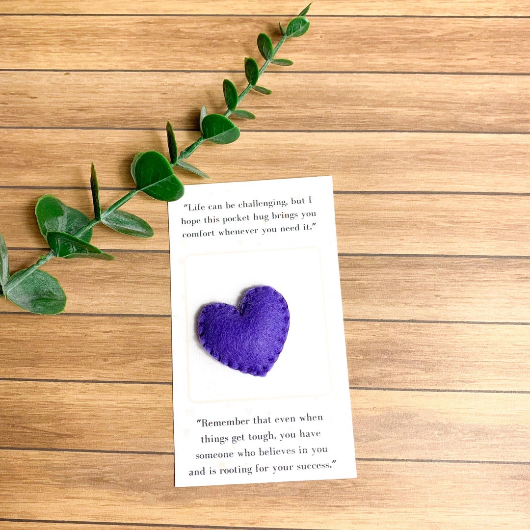 Lavender Felt Pocket Heart Hug, Friend Gift - Etsy