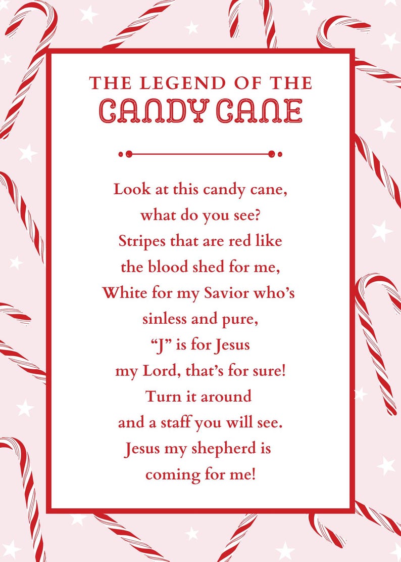 Candy Cane Poem Card, the Legend of the Candy Cane, Candy Cane Story ...