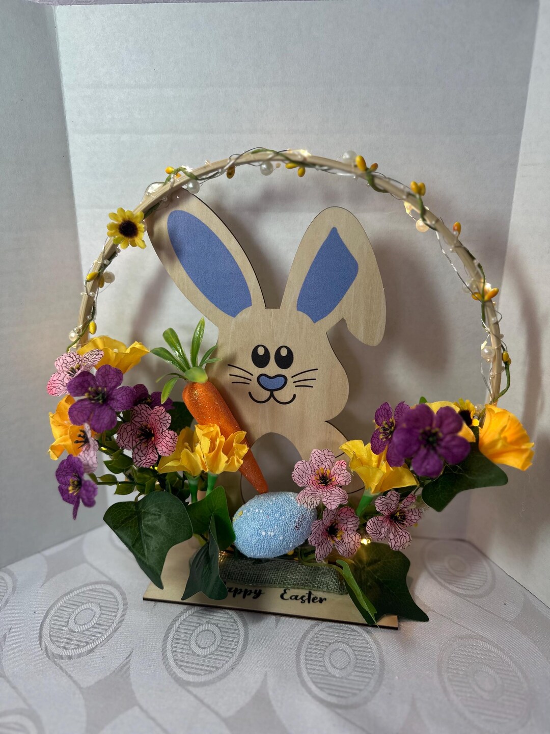 An Easter Hoop Wreath That Lights With 3 Different Settings. - Etsy
