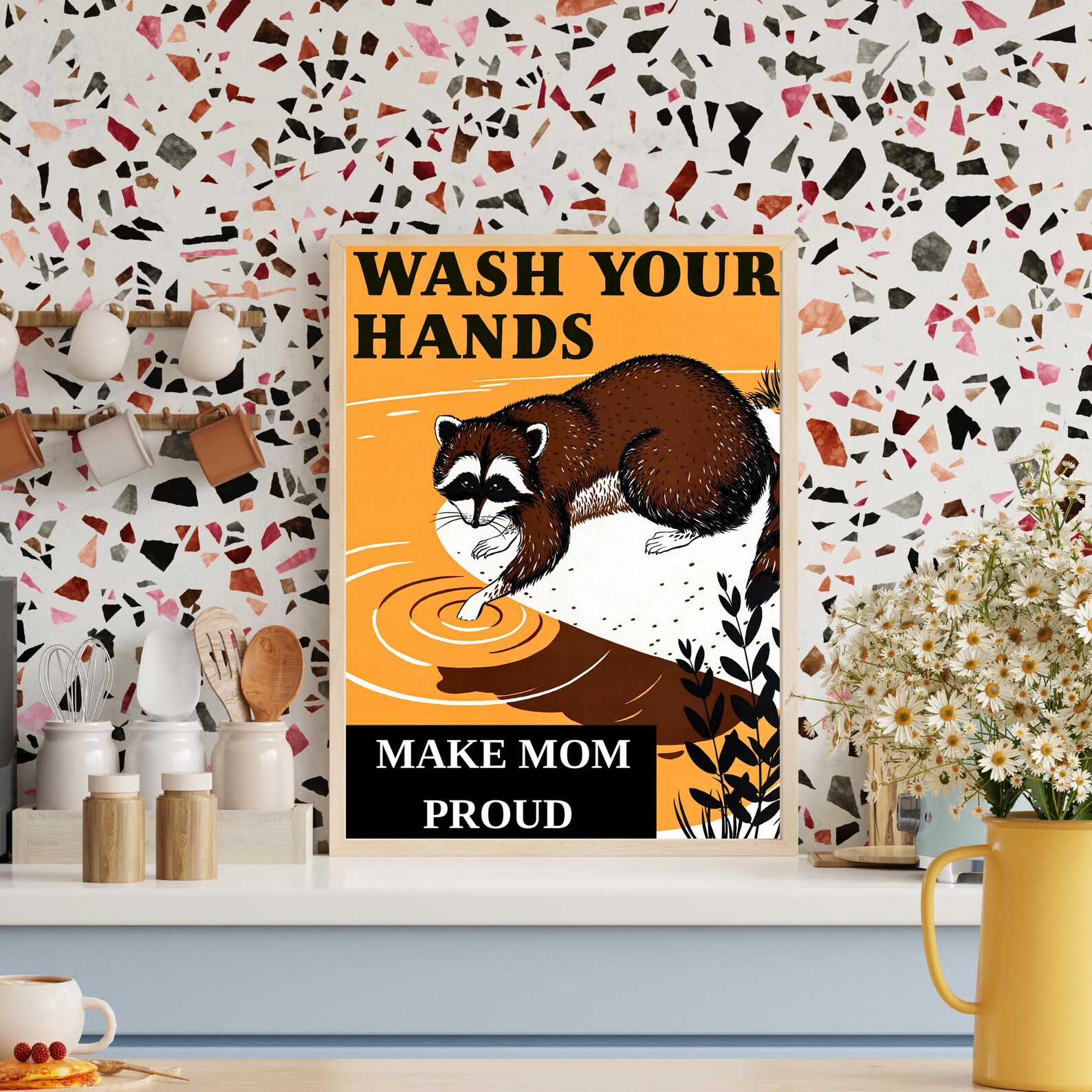 Funny Hand Washing Sign Wash Your Hands Vintage Animal Print Quirky ...