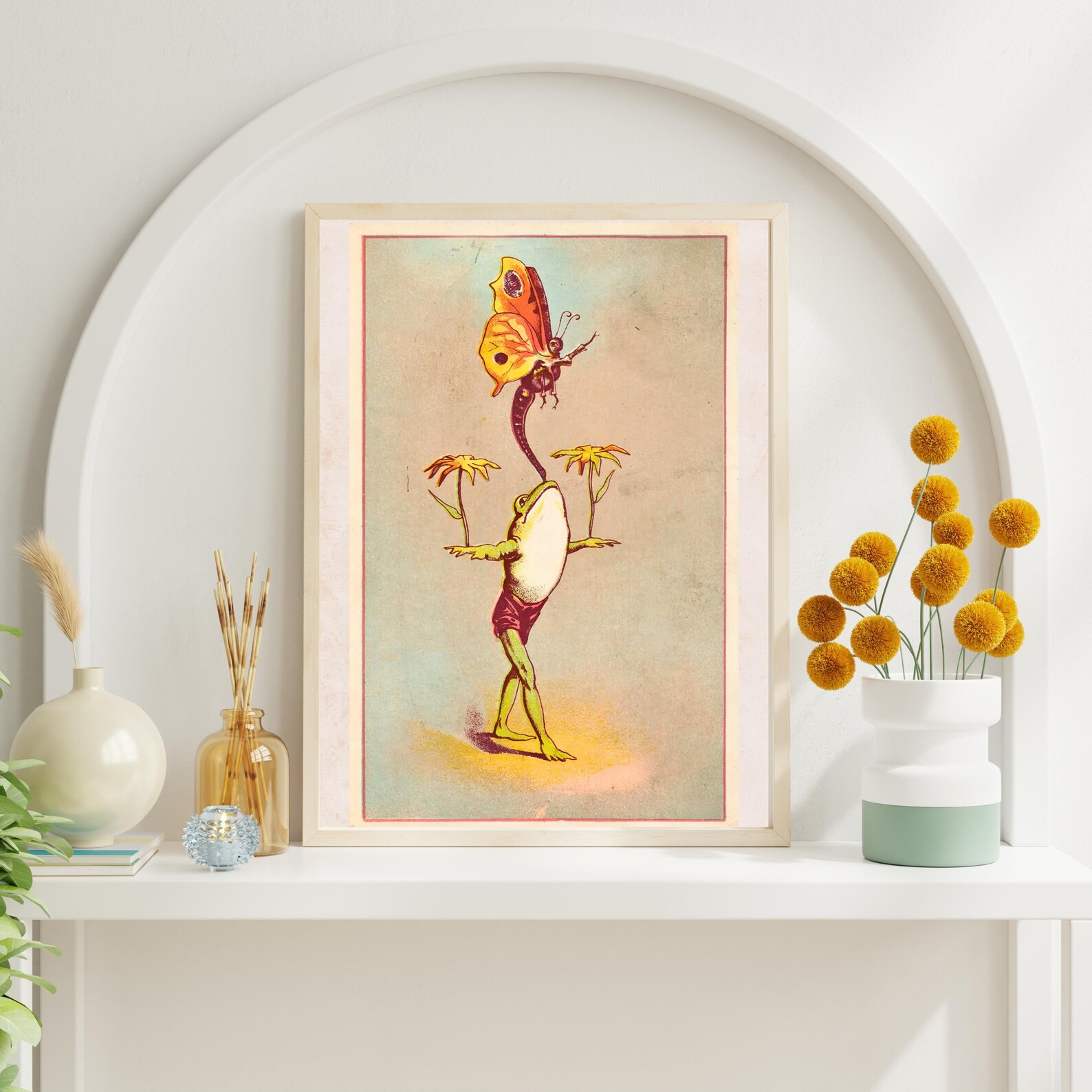Vintage Acrobat Frog & Butterfly Print | Sewing Machine Ad - Etsy